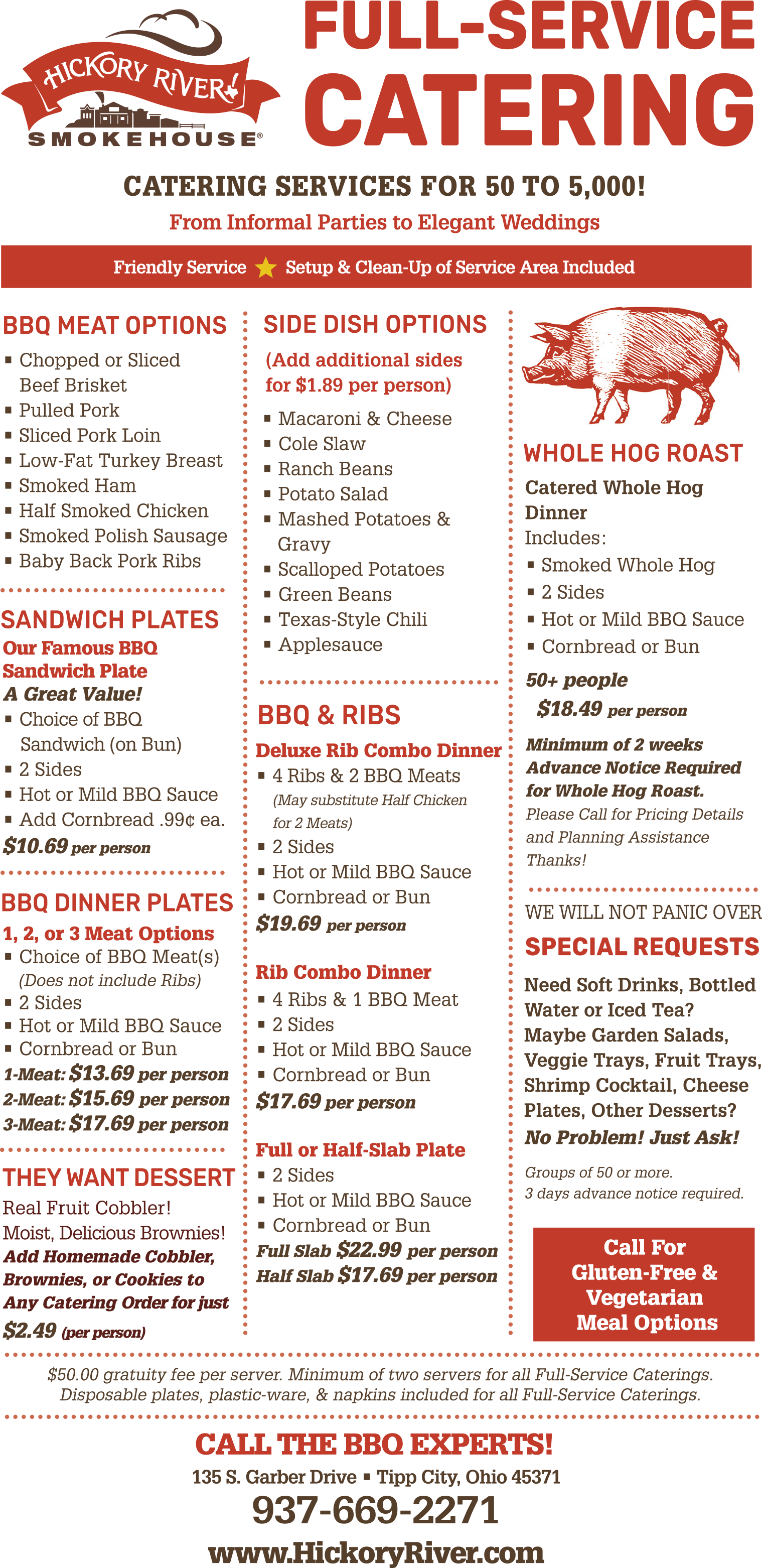 Full-Service Catering Menu in Tipp City, Ohio • Hickory River Smokehouse